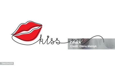 continuous one line script cursive text kiss me vector illustration for