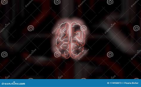 D Render Of Human Brain Malfunction Over Firery Dangerous Background Stock Illustration