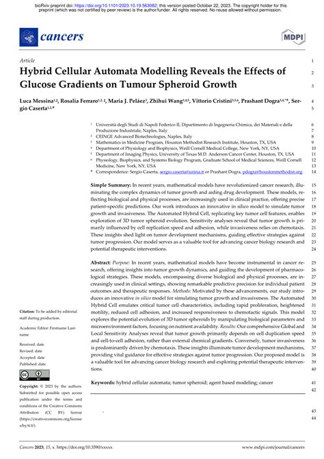 Pdf Hybrid Cellular Automata Modelling Reveals The Effects Of Glucose Gradients On Tumour
