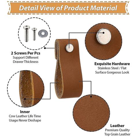 Leather Drawer Pulls 8 Pcs Leather Dresser Knobs Handmade Pure Leather Handles For Cabinet Doors