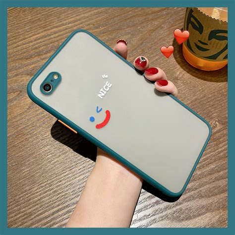 iphone苹果6s手机壳简约磨砂笑脸韩国ins风字母苹果7手机壳撞色小清新全镜头包边摄像头可爱女防摔苹果8plus 虎窝淘