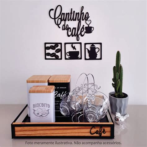 Frase Quadro Cantinho Do Café Mdf Preto Decoração Mod1 Elo7