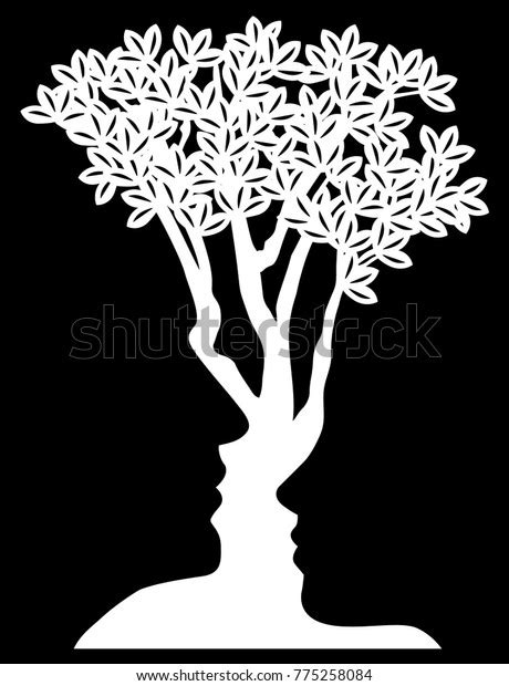 Man Womans Faces Tree Optical Illusion Stock Vector Royalty Free 775258084 Shutterstock