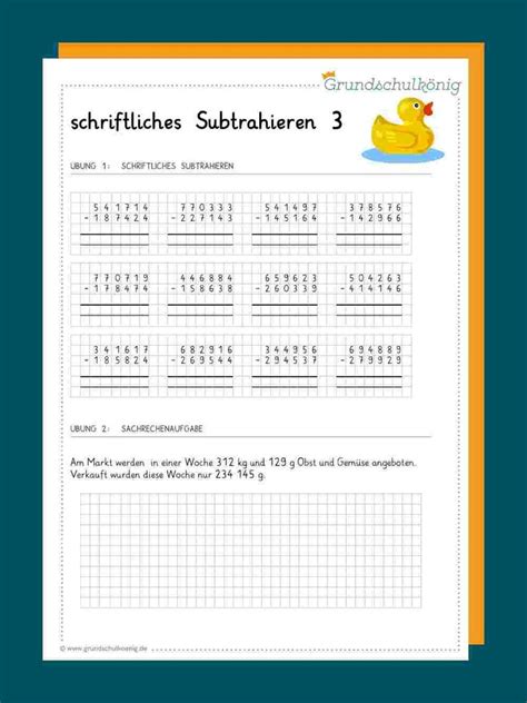 Pin Auf Schriftliche Subtraktion