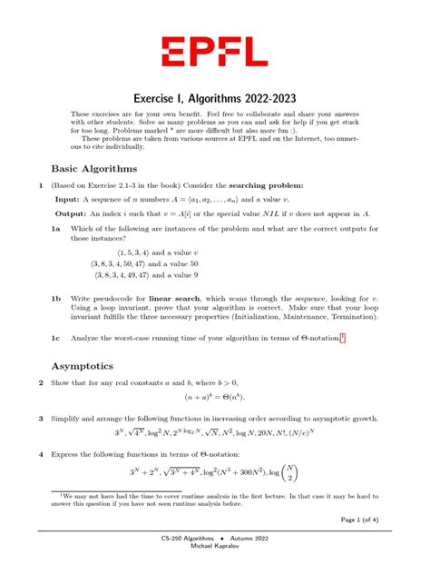 Exercise 1 Pdf Mathematical Proof Algorithms