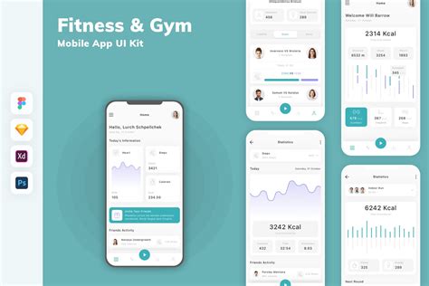 Fitness And Gym Mobile App Ui Kit Ui Kits And Libraries ~ Creative Market
