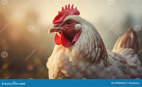 Hyperrealistic Portraiture Of A Cute Hen At Sunset Stock Illustration
