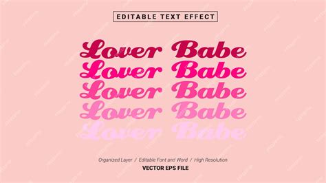 Premium Vector Editable Lover Babe Font Typography Template Text Effect Style Vector