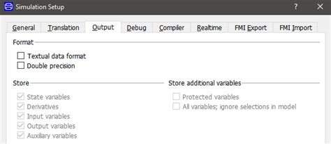 Dymola Store Outputs Options Greyed Out Stack Overflow