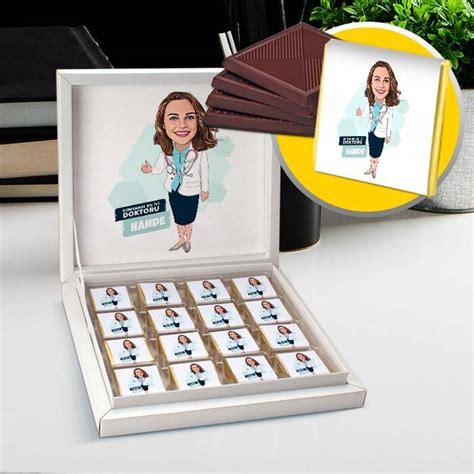 Güzel Kadın Doktor Karikatürlü Çikolata Kutusu