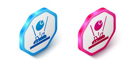 흰색 배경에 격리 된 등색 홀로그램 아이콘 글로벌 통신 기술 육각 버튼 벡터 3차원 형태에 대한 스톡 벡터 아트 및 기타 이미지 3차원 형태 가상현실 개념 Istock