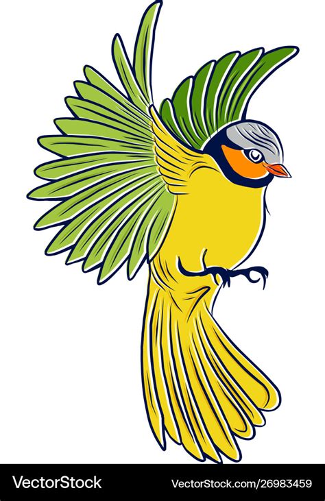 Cute Tits Flying In Winter Royalty Free Vector Image