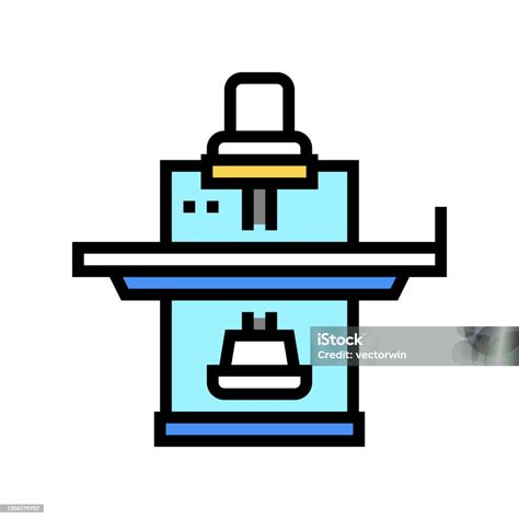불소 방사선 학적 색 아이콘 벡터 일러스트 플랫 C 암 형광 투시법에 대한 스톡 벡터 아트 및 기타 이미지 C 암 형광