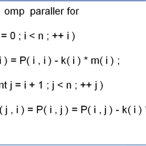 pseudo code of openmp to accelerate the update of the covariance matrix