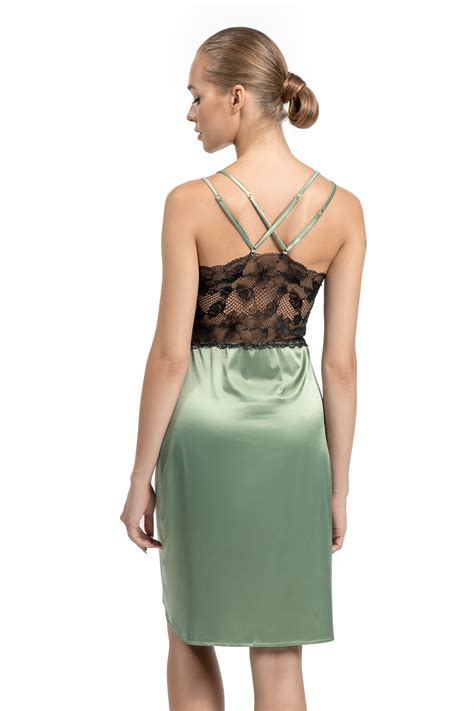 Satin Silk Slip Dress See Through Night Gown Satin Sleepwear Lace