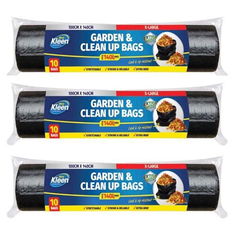 Ozoffer 30pcs 140l Black Garbage Bin Liner Garden Bags Heavy Duty Clean