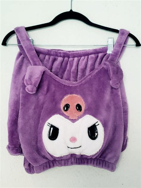 Pijama Conjunto De Croctop Y Short De Peluche Suave Kawaii Kuromi