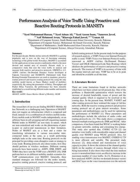 Pdf Performance Analysis Of Voice Traffic Using Proactive And