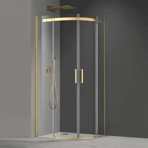 Brushed Brass 900mm Two Door Quadrant Shower Enclosure