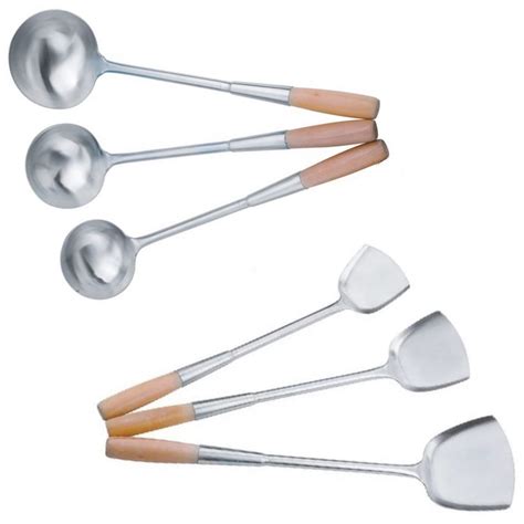 Jual DHW Sodet Sutil Sendok Sop Centong Gagang Kayu Panjang Stainless S M L 304 ANTI