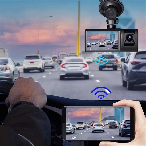 Dash Cam With Wifi 1080p Fhd Car Driving Recorder Three Lens Dashboard