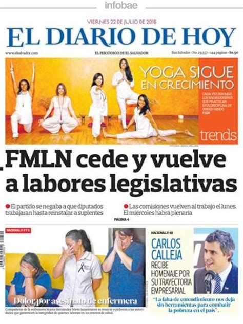 El Diario De Hoy El Salvador Viernes 22 De Julio De 2016 Infobae