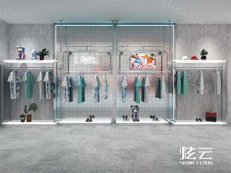 3d模型 现代不锈钢服装货架模型 M0003949307 炫云云模型网
