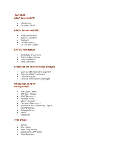Sap Abap Online Corse Content Docx