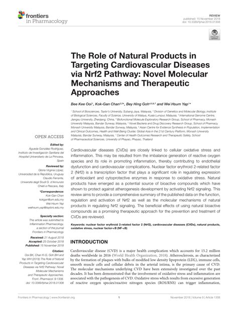 Pdf The Role Of Natural Products In Targeting Cardiovascular Diseases