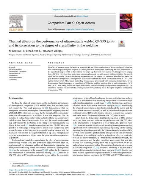 Pdf Thermal Effects On The Performance Of Ultrasonically Welded Cf