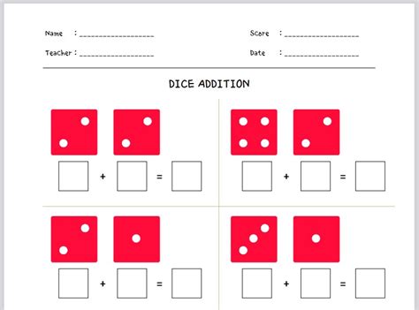 Dice Addition Addition 1 6 Color Dice Made By Teachers