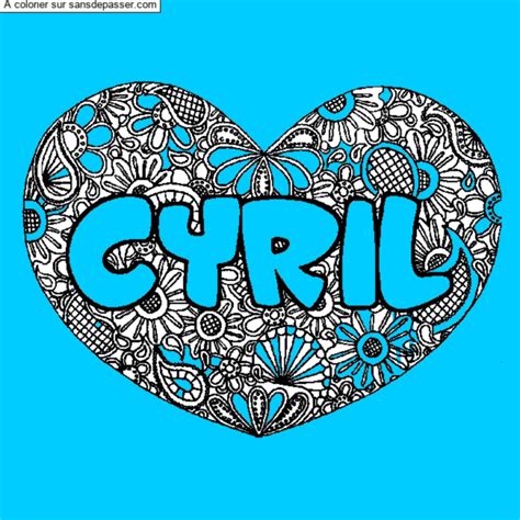 Dessin Colorié Coloriage Prénom Cyril Décor Mandala Coeur Par Un