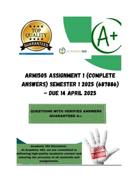 Arm1505 Assignment 1 Complete Answers Semester 1 2025 687886 Due