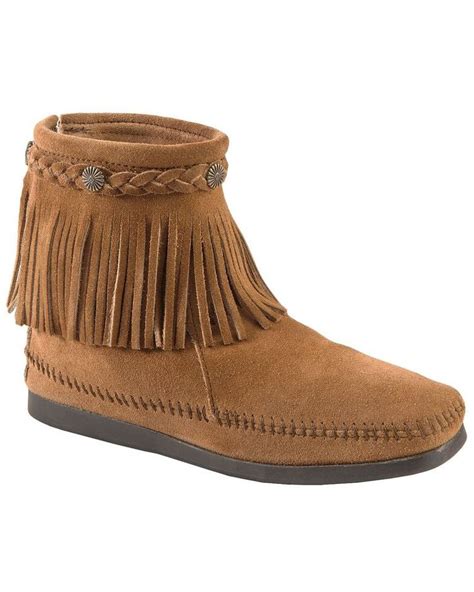 Minnetonka Back Zipper Ankle Moccasins Womens Cowgirl Boots Cowgirl