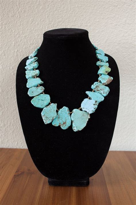 Graduated Blue Turquoise Statement Necklace Chunky Turquoise Etsy