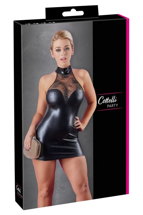 Robe sexy en wetlook au décolleté dentelle Cottelli Party