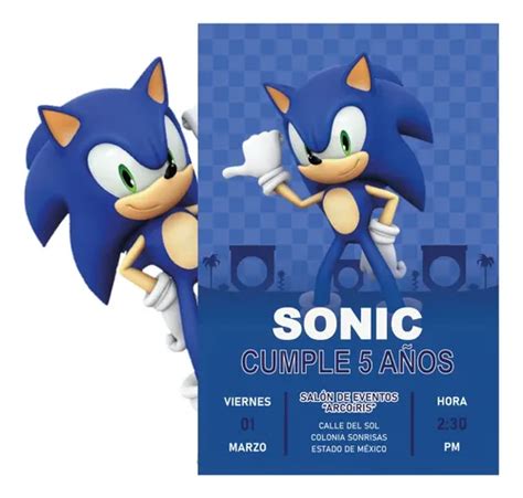 Invitación De Fiesta Digital Sonic Diseño A Elegir Meses sin interés
