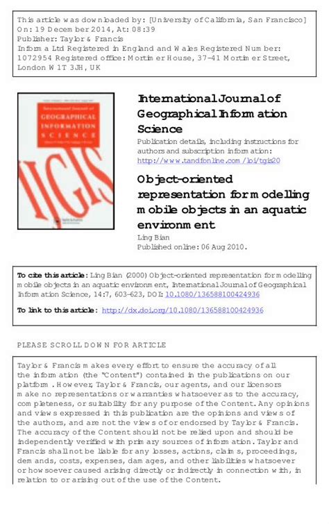 Pdf Object Oriented Representation For Modelling Mobile Objects In An