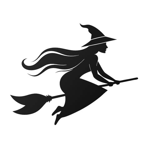 Witch Riding Broom Premium Ai Generated Vector