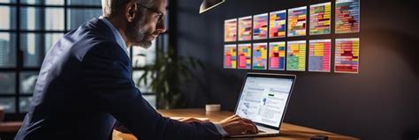 Top View Business Developer Hand Using Kanban Board Framework On