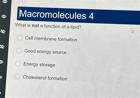 Solved Macromolecules What Is Not A Function Of A Chegg