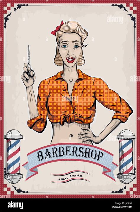 Female Barber Stock Vector Images Alamy