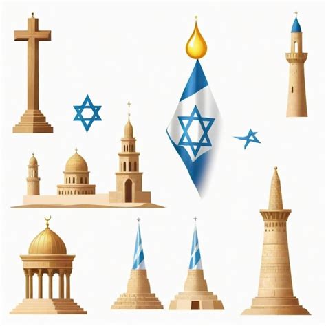 A Collection Of Different Types Of Architecture Including A Cross And A