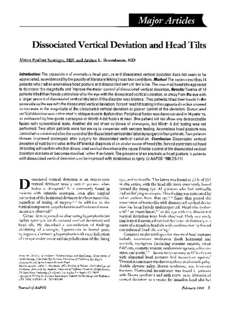 Pdf Dissociated Vertical Deviation And Head Tilts