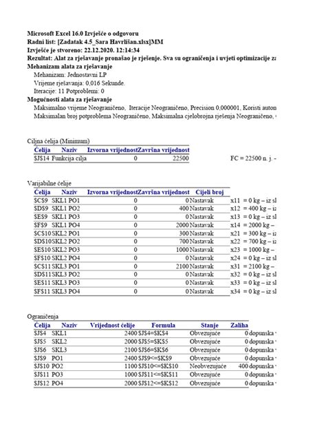 Km Vježba 11 Zadatak 4 5 Excel Pdf