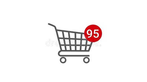animation of adding items to a shopping cart icon at white background