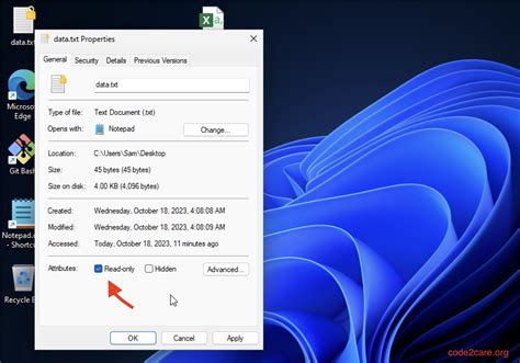 How To Make A Windows Notepad File Read Only Code2care