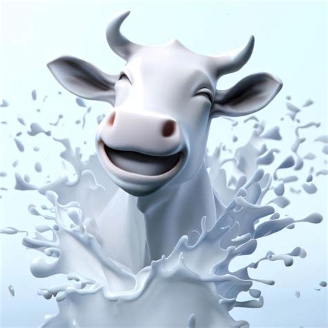 Premium AI Image D Ai Render Of A Happy Cow Jumping In White Milk Splash