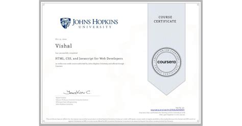 Vishal Singh On Linkedin Completion Certificate For Html Css And