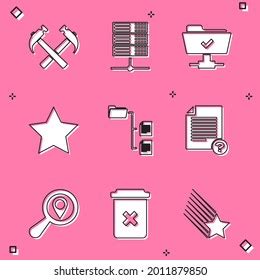 Set Two Crossed Hammers Server Data Stock Vector Royalty Free Shutterstock